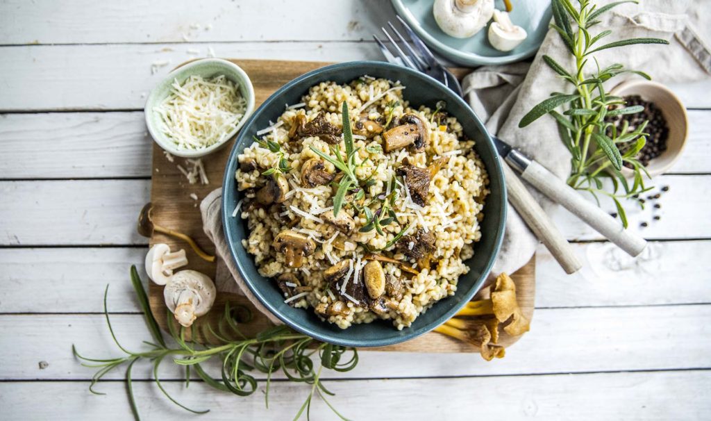 Byggotto med sopp og urter - Vita Hjertego'